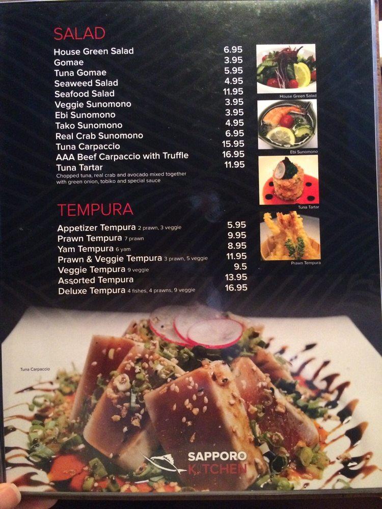 Menu at Sapporo Kitchen restaurant, Surrey