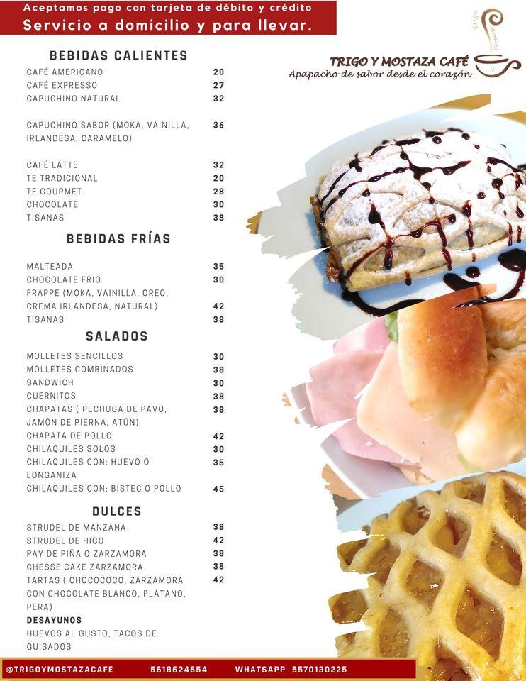 Menu at Trigo y Mostaza café, Mexico City