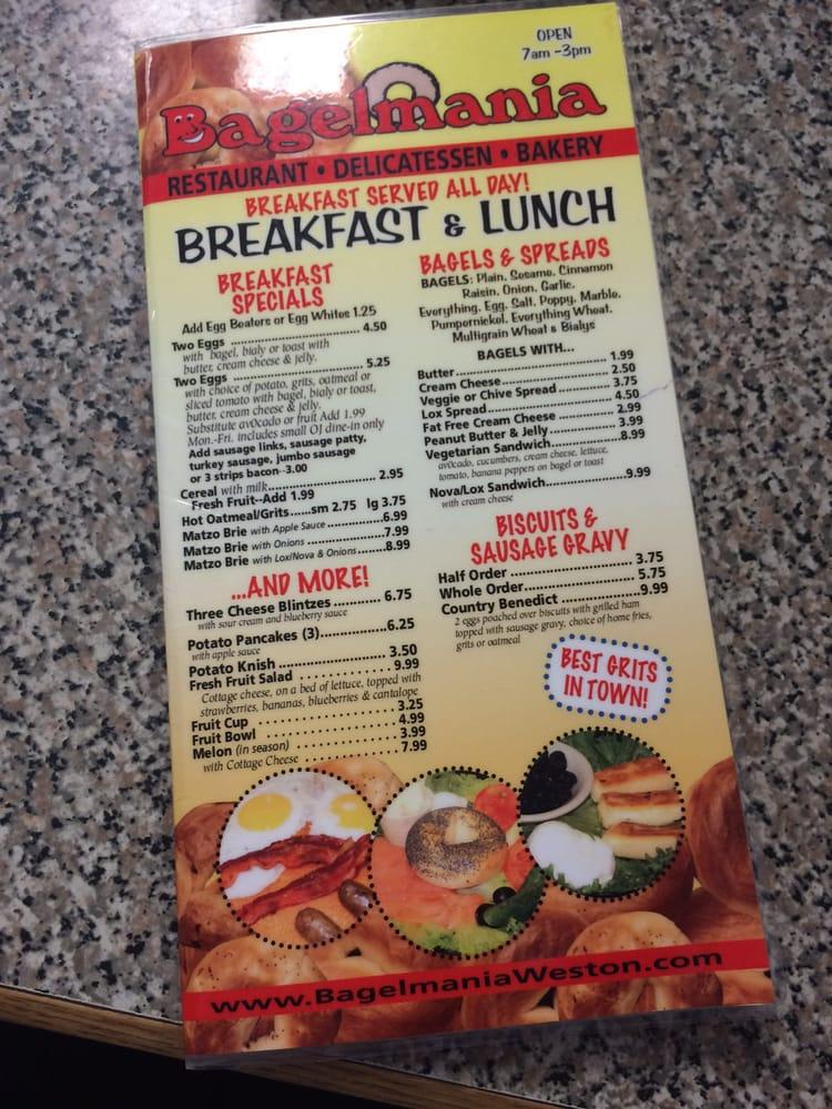 Menu at Bagelmania Restaurant, Sunrise, W State Rd 84
