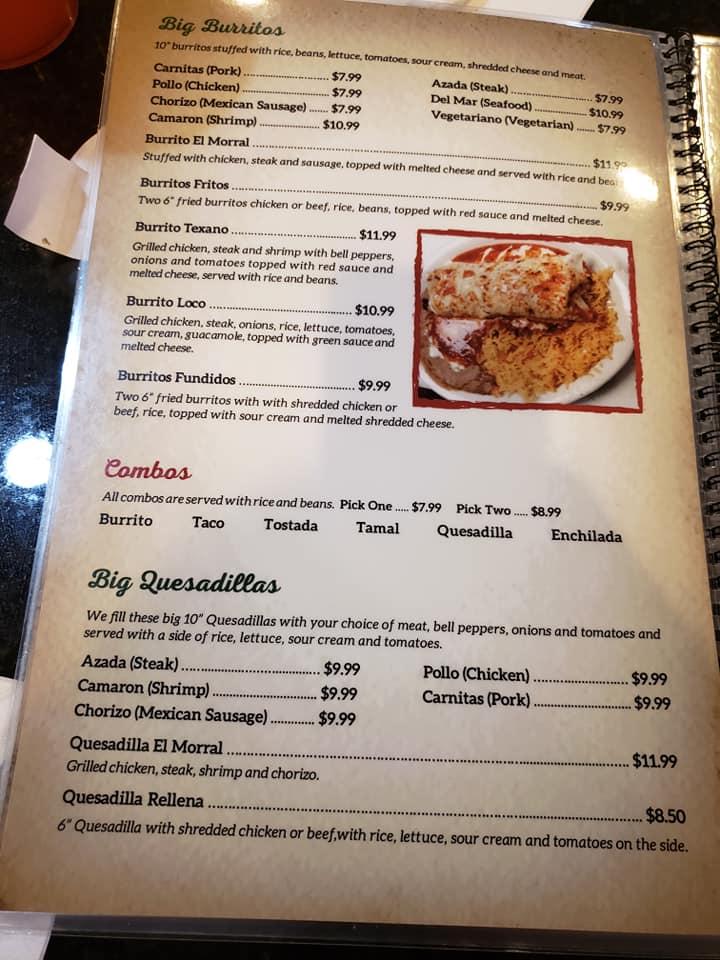 Menu at El Morral Mexican Restaurant LLC, Beech Grove