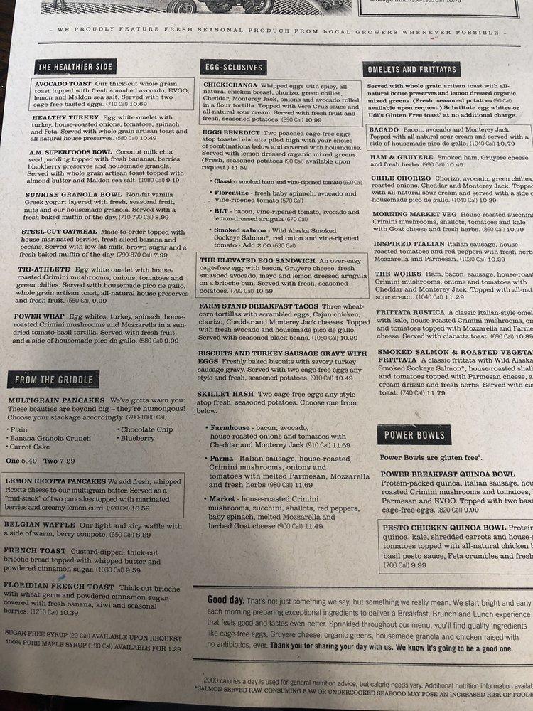 Menu at First Watch cafe, Summerville