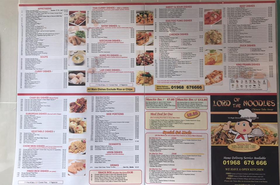 Menu at Lord Of The Noodles Penicuik restaurant, Penicuik