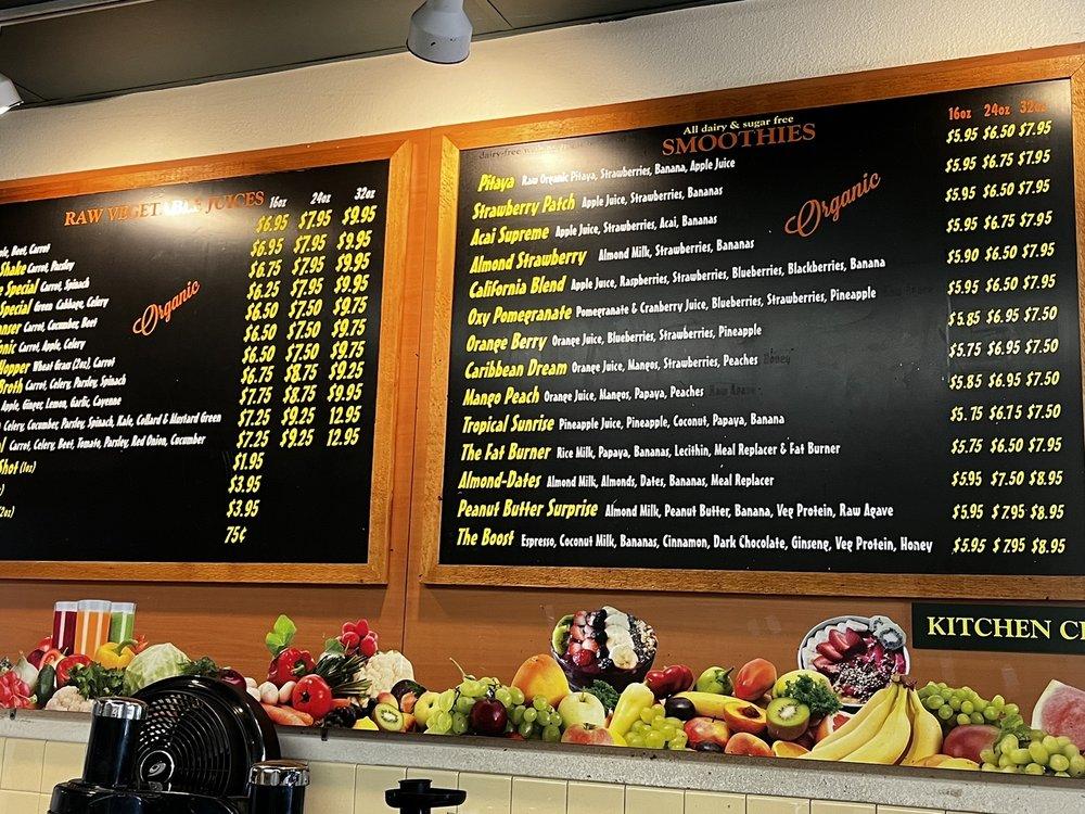 Menu at Picasso Naturals restaurant, San Diego