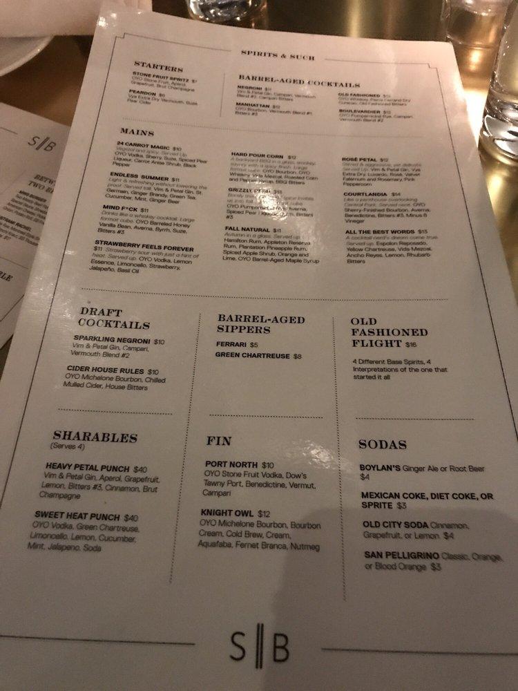 Menu at Service Bar, Columbus, Courtland Ave