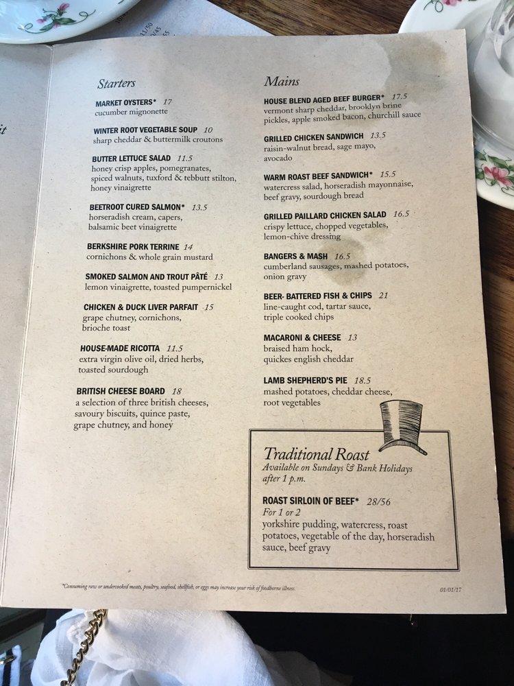 Menu at The Dandelion restaurant, Philadelphia