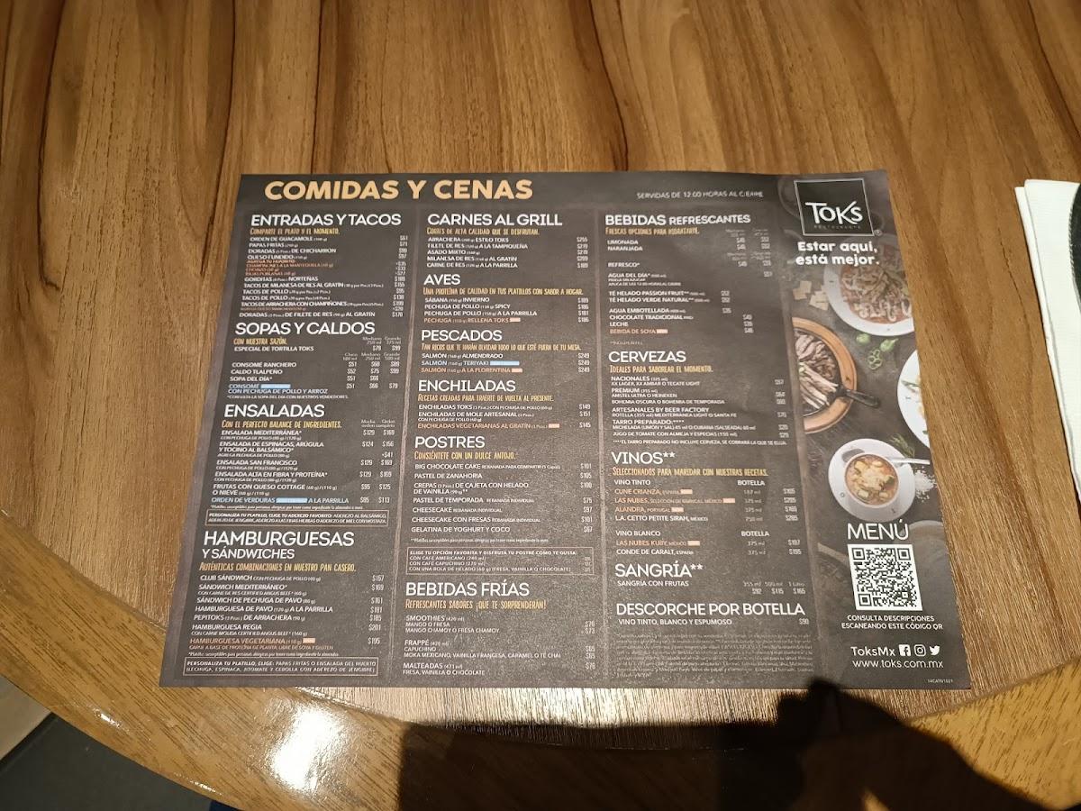 Carta del restaurante Toks Mitras, Monterrey, Avenida Ruiz Cortinez