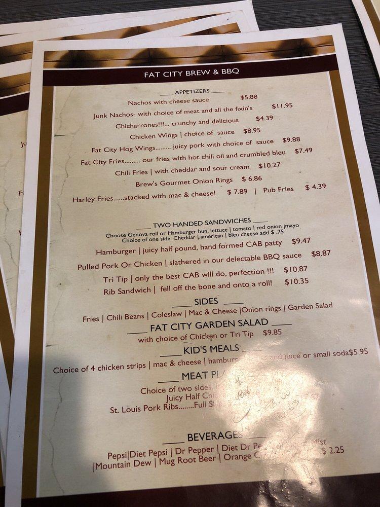 Menu at Fat City Brew & BBQ, Stockton, Pacific Ave