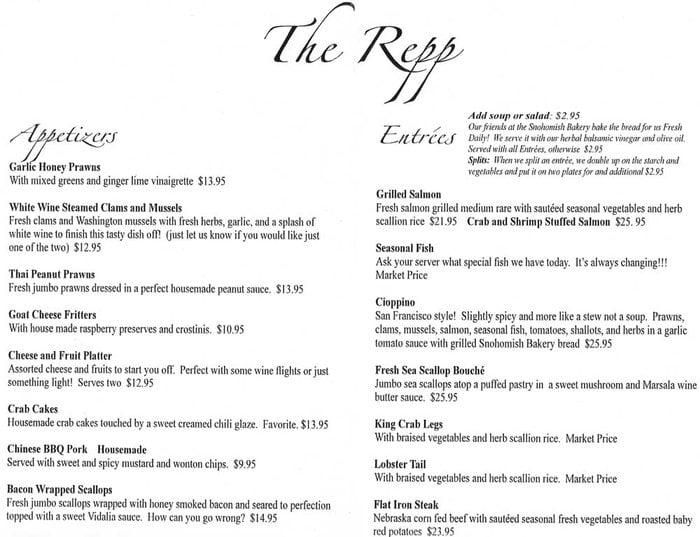 Menu at The Repp pub & bar, Snohomish