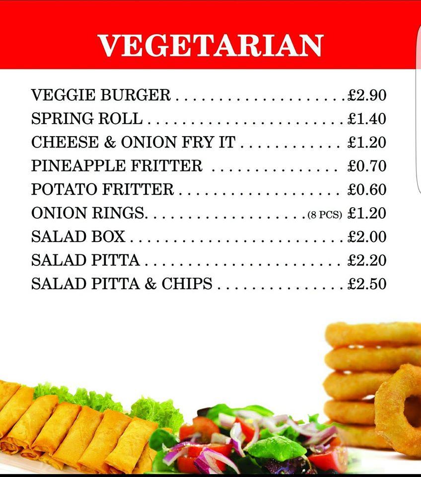 Menu at 3 Fryers fast food, Penistone