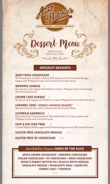 Menu at Aunt Butchies of Brooklyn restaurant, Marlboro Township