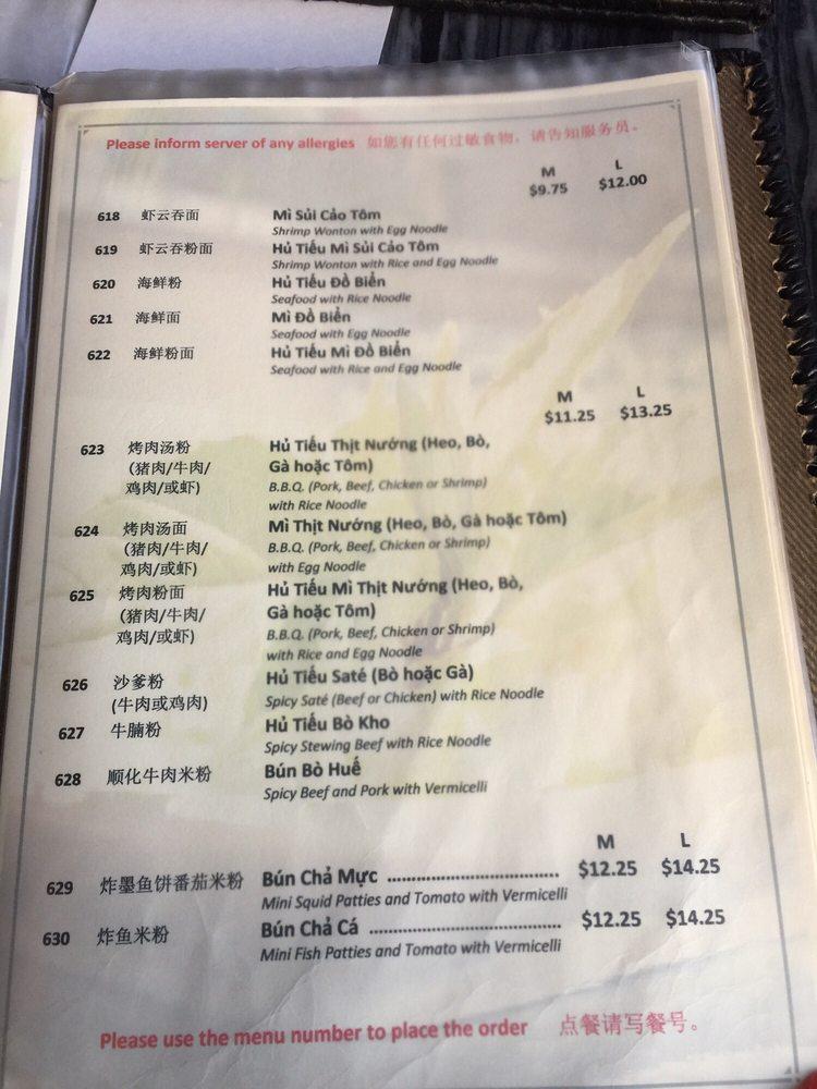 Menu at Merivale Noodle House restaurant, Ottawa