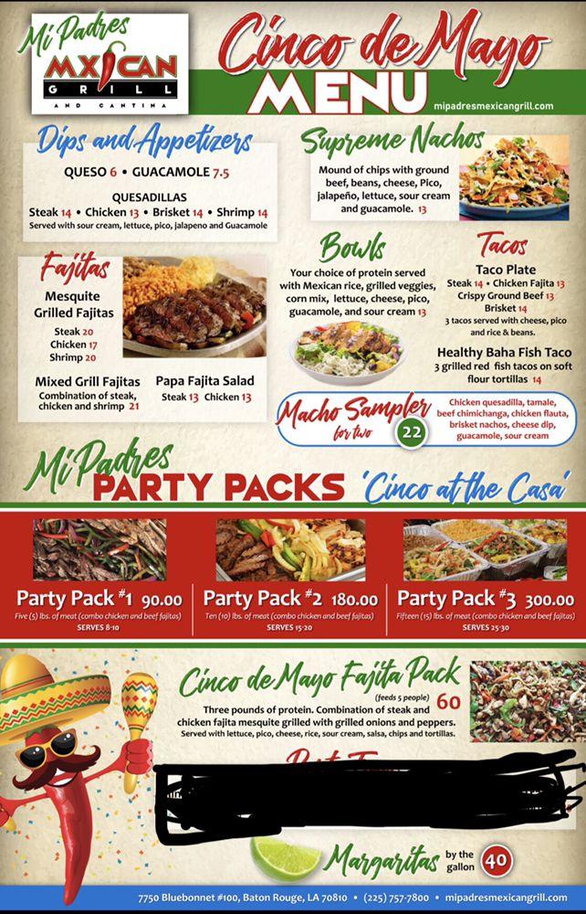 Carta del restaurante Mi Padres Mexican Grill & catering, Baton Rouge ...