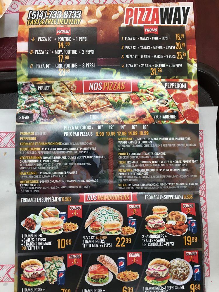 Menu at Pizza Way pizzeria, Montreal, Ch. de la Côte-des-Neiges