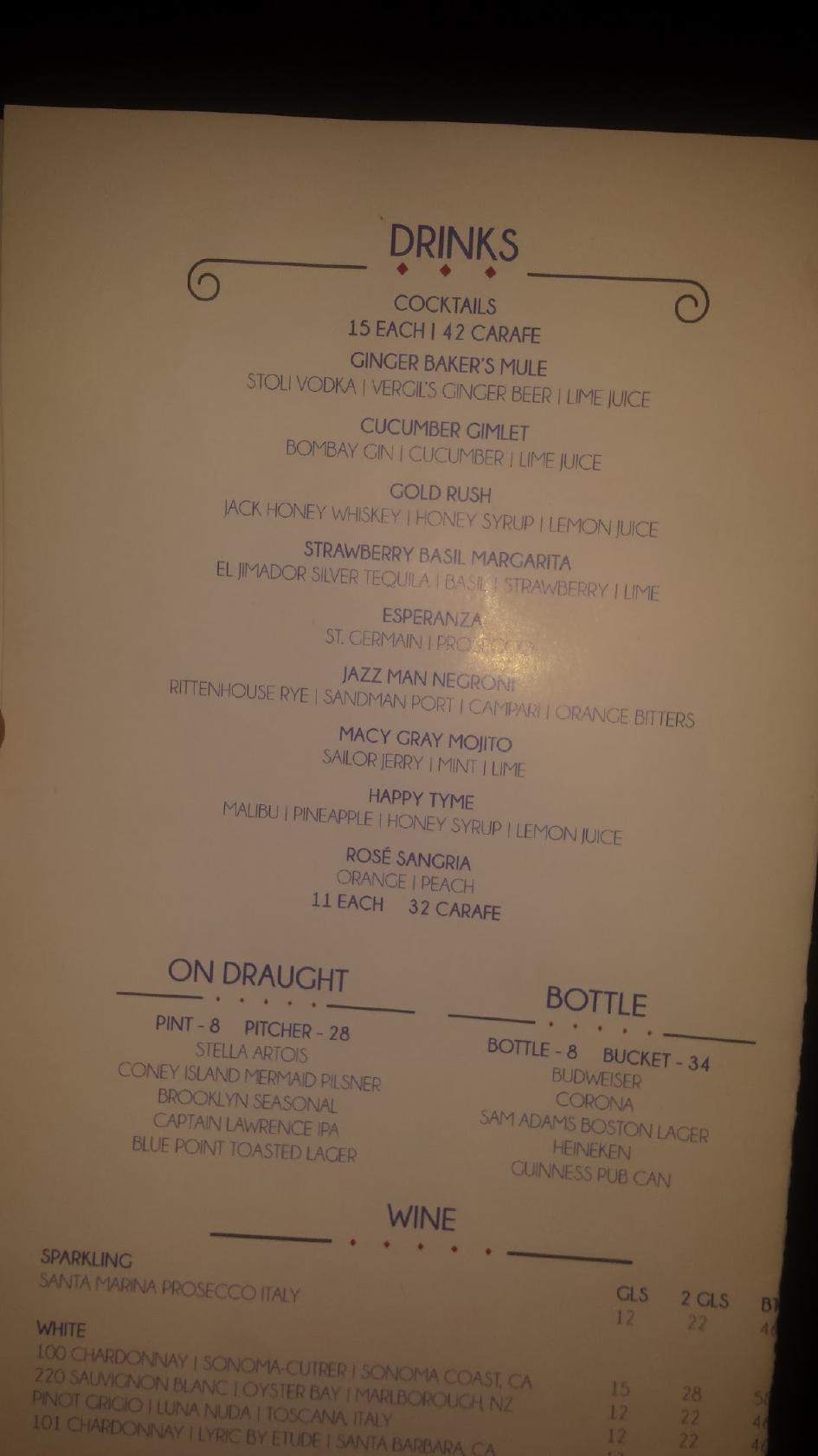 Menu at The Iridium pub & bar, West New York