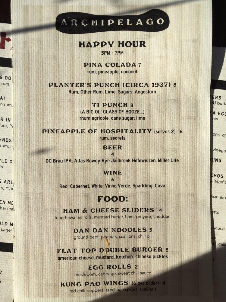 Menu at Archipelago pub & bar, Washington, U St NW