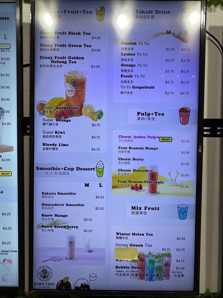 Menu at Boba Tree desserts, Mesa, S Dobson Rd