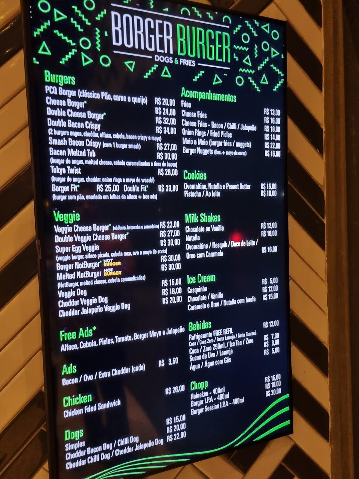 Menu em Borger Burger Itaim restaurante, São Paulo, R. Bandeira Paulista