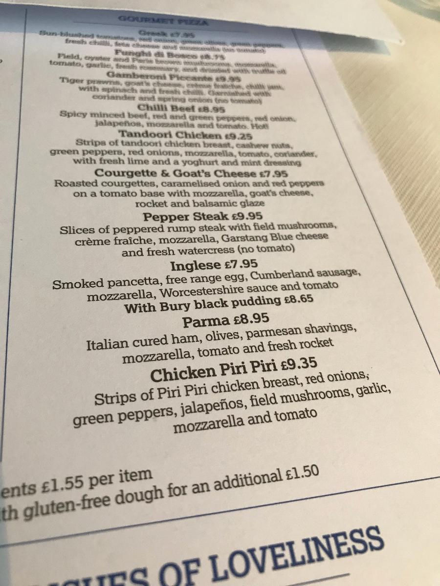 Menu at Croma Prestwich restaurant, Manchester, 30 Longfield Centre