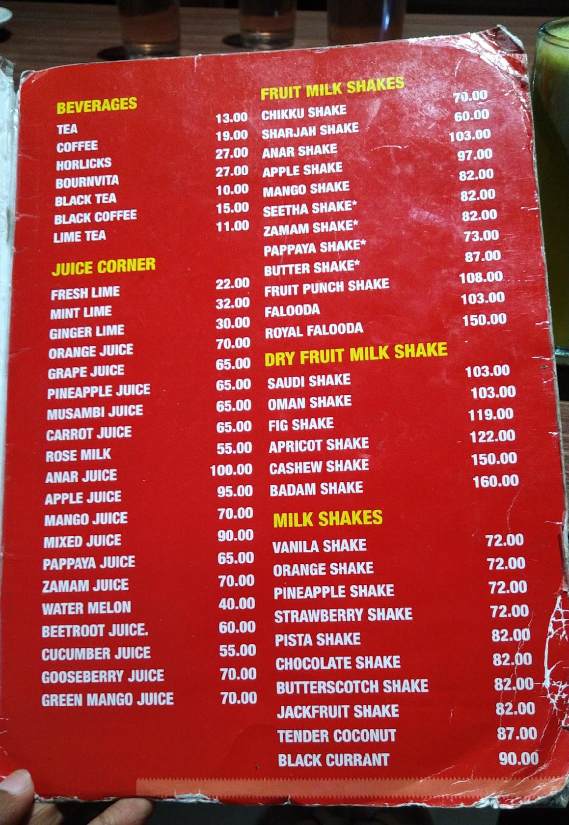 Menu at KR Bakes & Restaurant, Pala