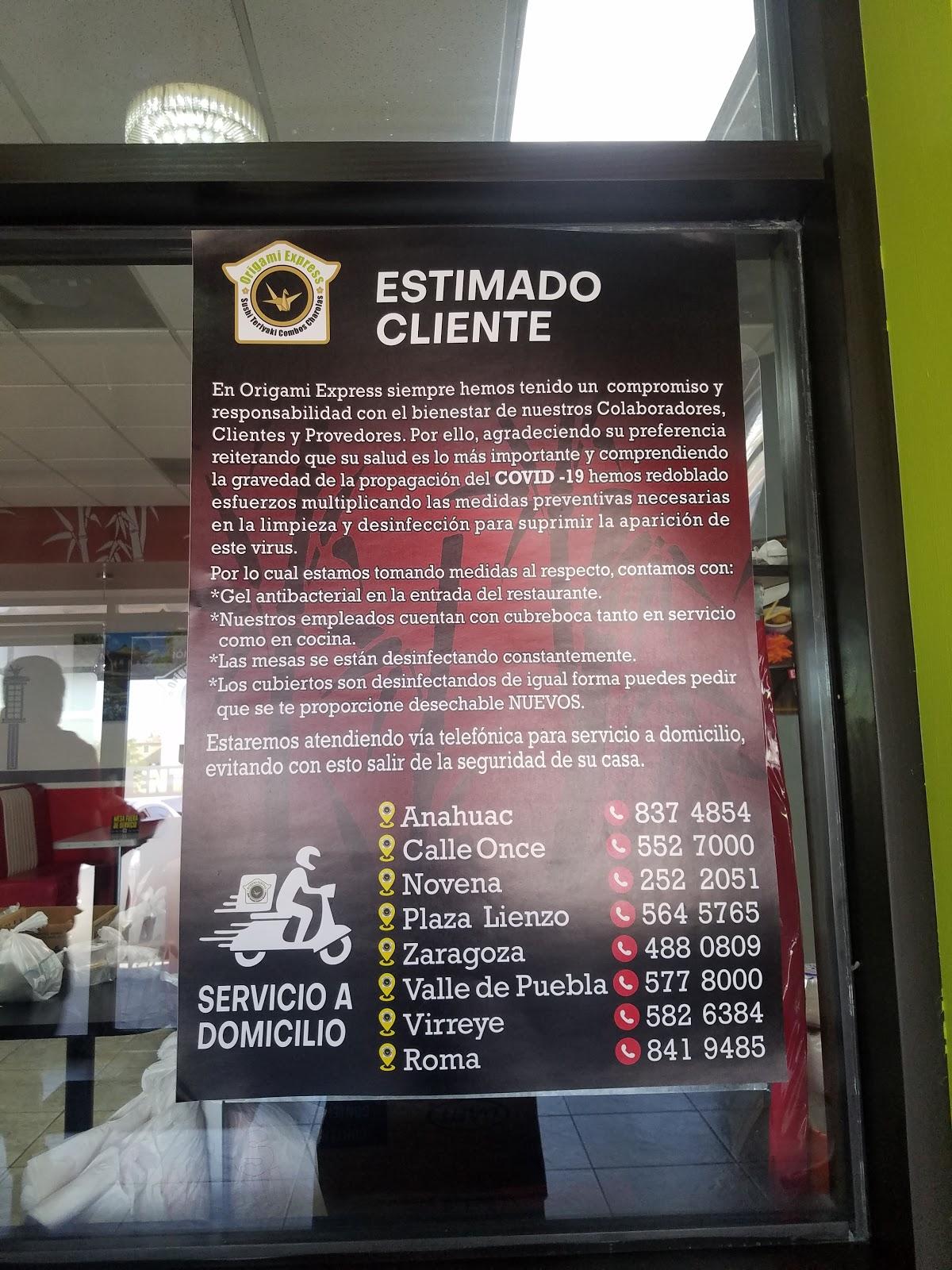 Carta del restaurante Origami Express - Roma, Mexicali