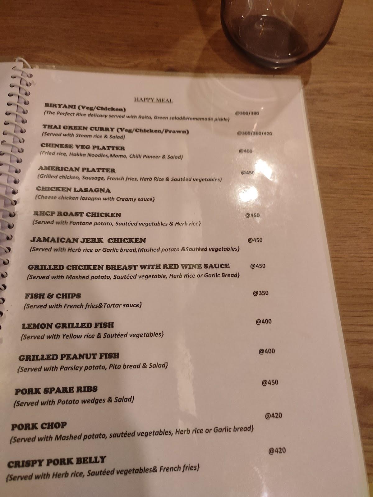 Menu at RHCP (Red Hill Cafe Point), Shillong