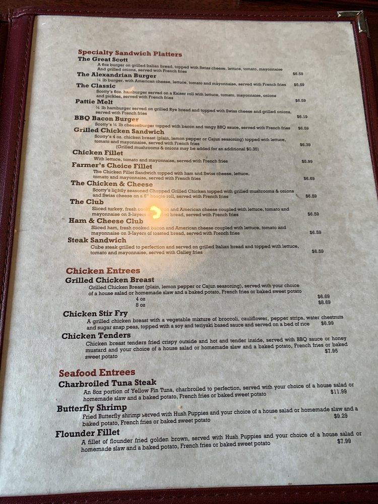 Menu at Scotty's Hometown Grill restaurant, Township of Taylorsville ...