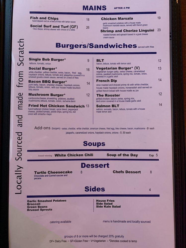 Menu at Social House Kitchen and Bar, Grand Rapids
