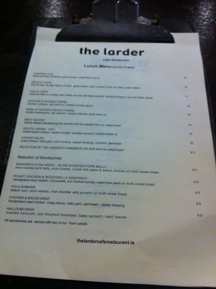 Menu at The Larder Restaurant & BrewHouse, Dublin