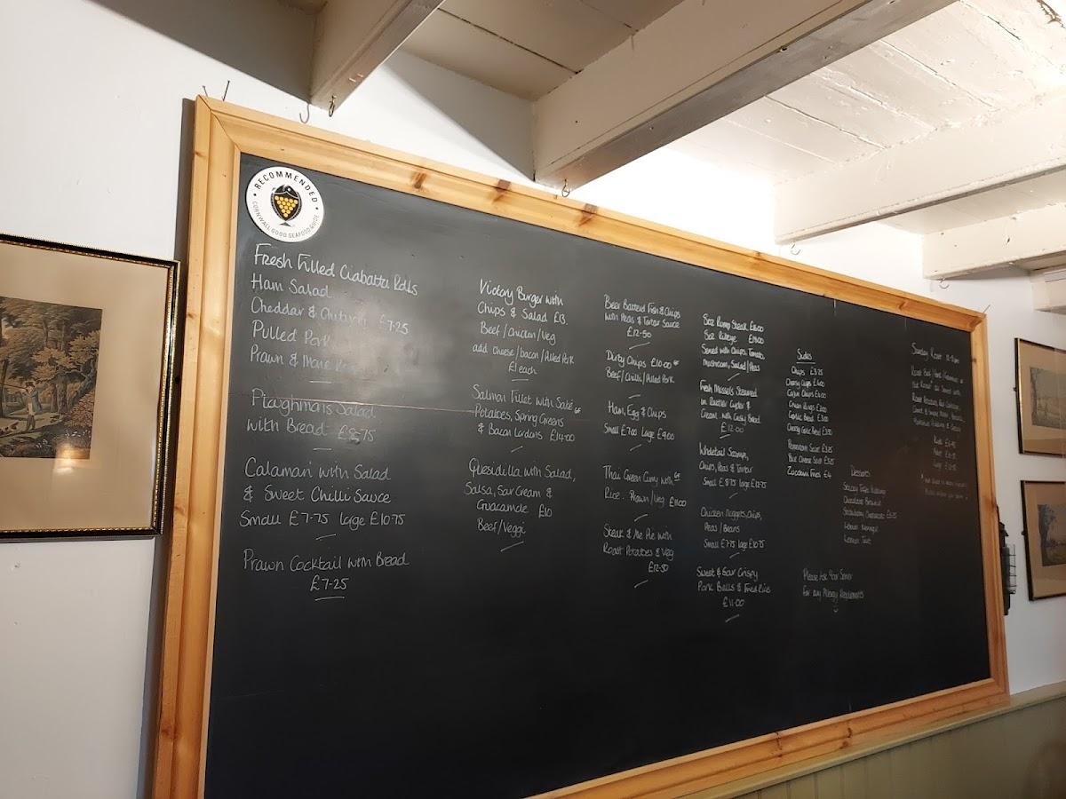 Menu at The Victory Inn pub & bar, Perranzabuloe, Towan Cross