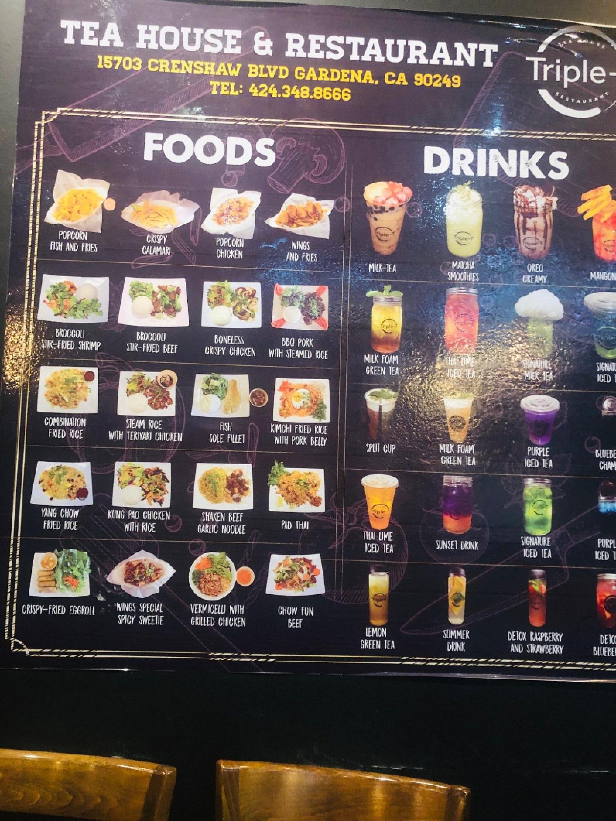 Menu at Triple-T restaurant, Gardena