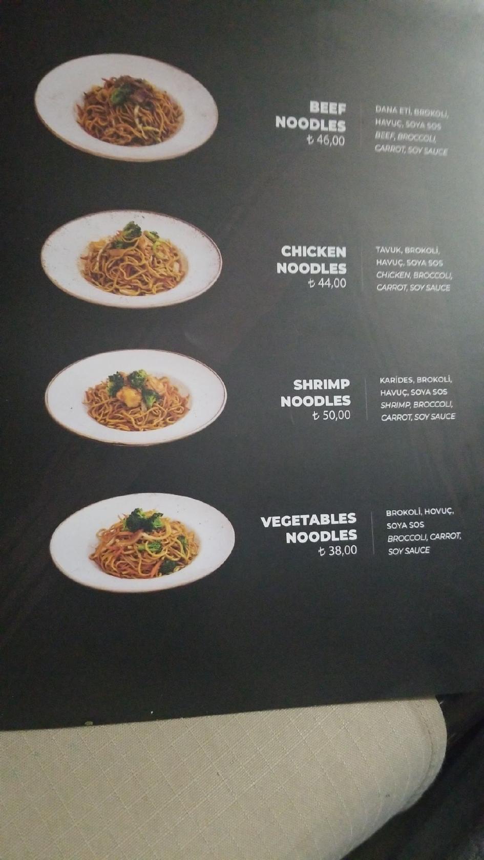 Menu at Kaison Express, Turkey
