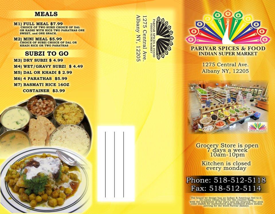 Menu at Parivar Spices & Food restaurant, Albany