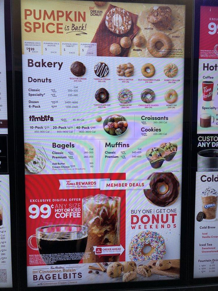 Menu at Tim Hortons restaurant, Buffalo, 2200 Elmwood Ave
