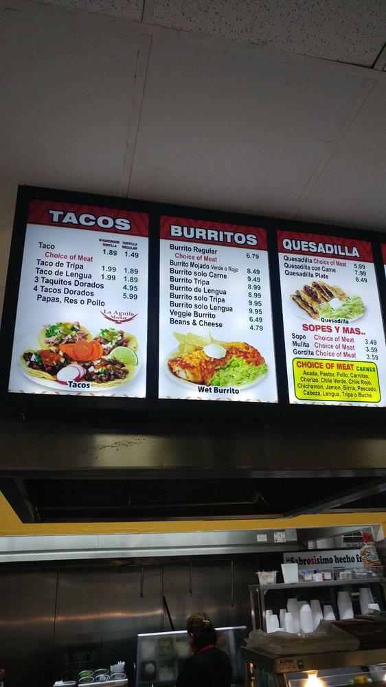 Menu at Aguila Market, Fullerton