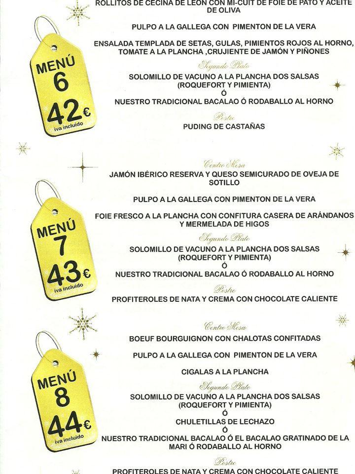 Carta del restaurante La Taberna del Abuelo Luis, Carcedo del Burgos