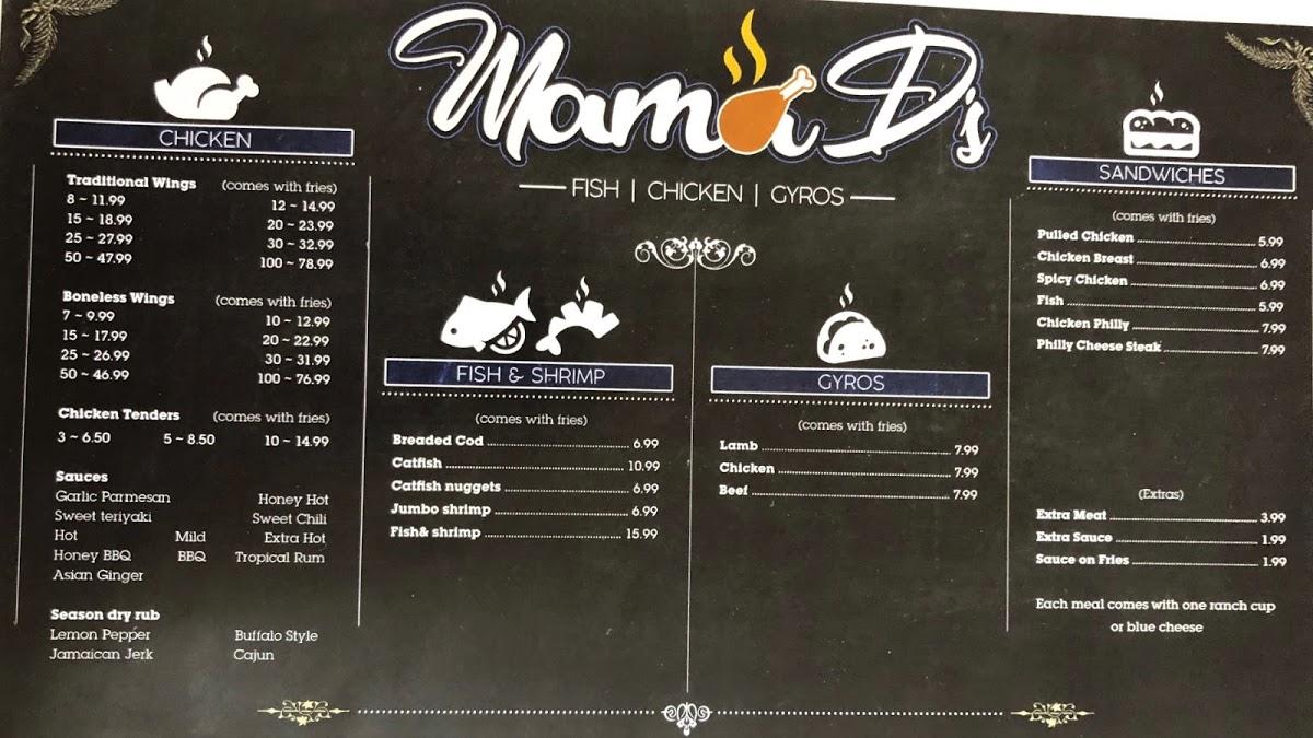 Menu at Mama D's Fish Chicken and Gyros restaurant, Terre Haute