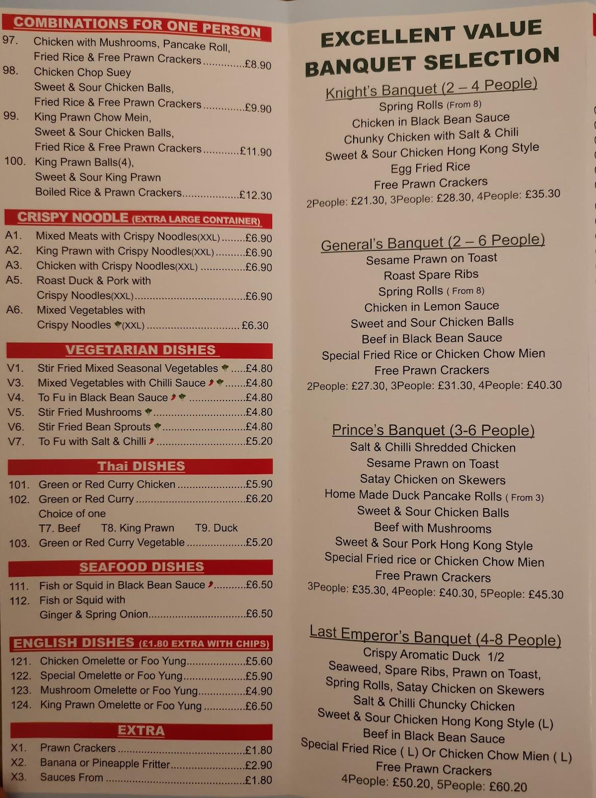 Menu at Marks Fish & Chips and Chinese Take Away fast food, Bromley