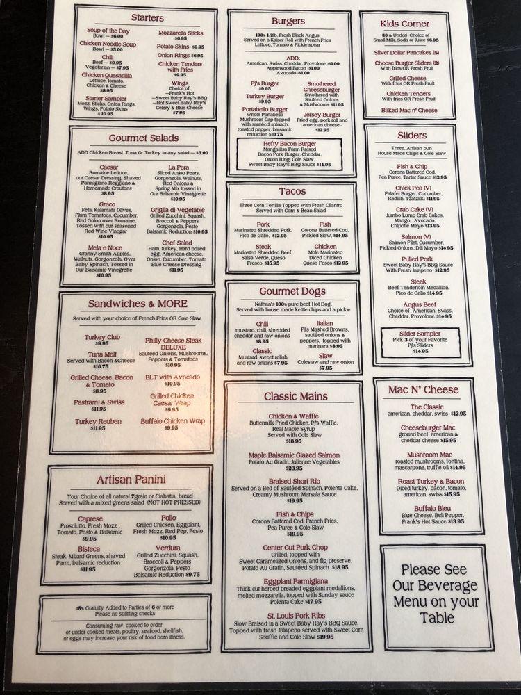 Menu at PJ's Pancake House & Tavern - Ewing restaurant, Ewing Township