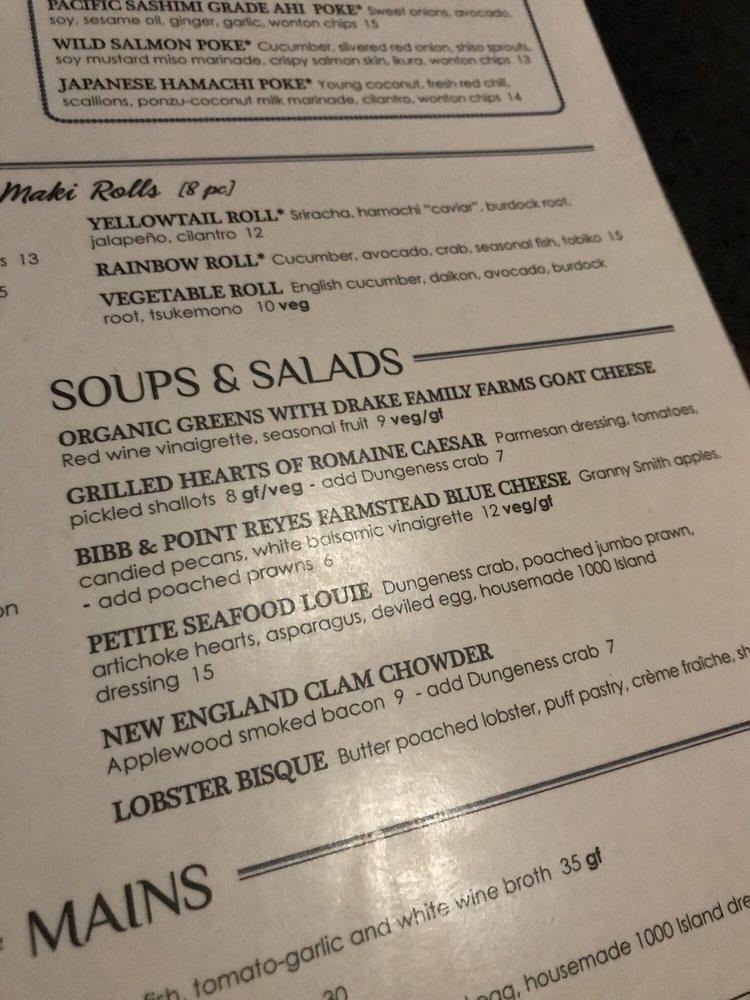 Menu at Skates On The Bay restaurant, Berkeley