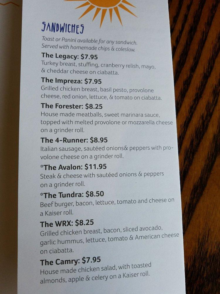 Menu at Sunny Side Up cafe, Westerly