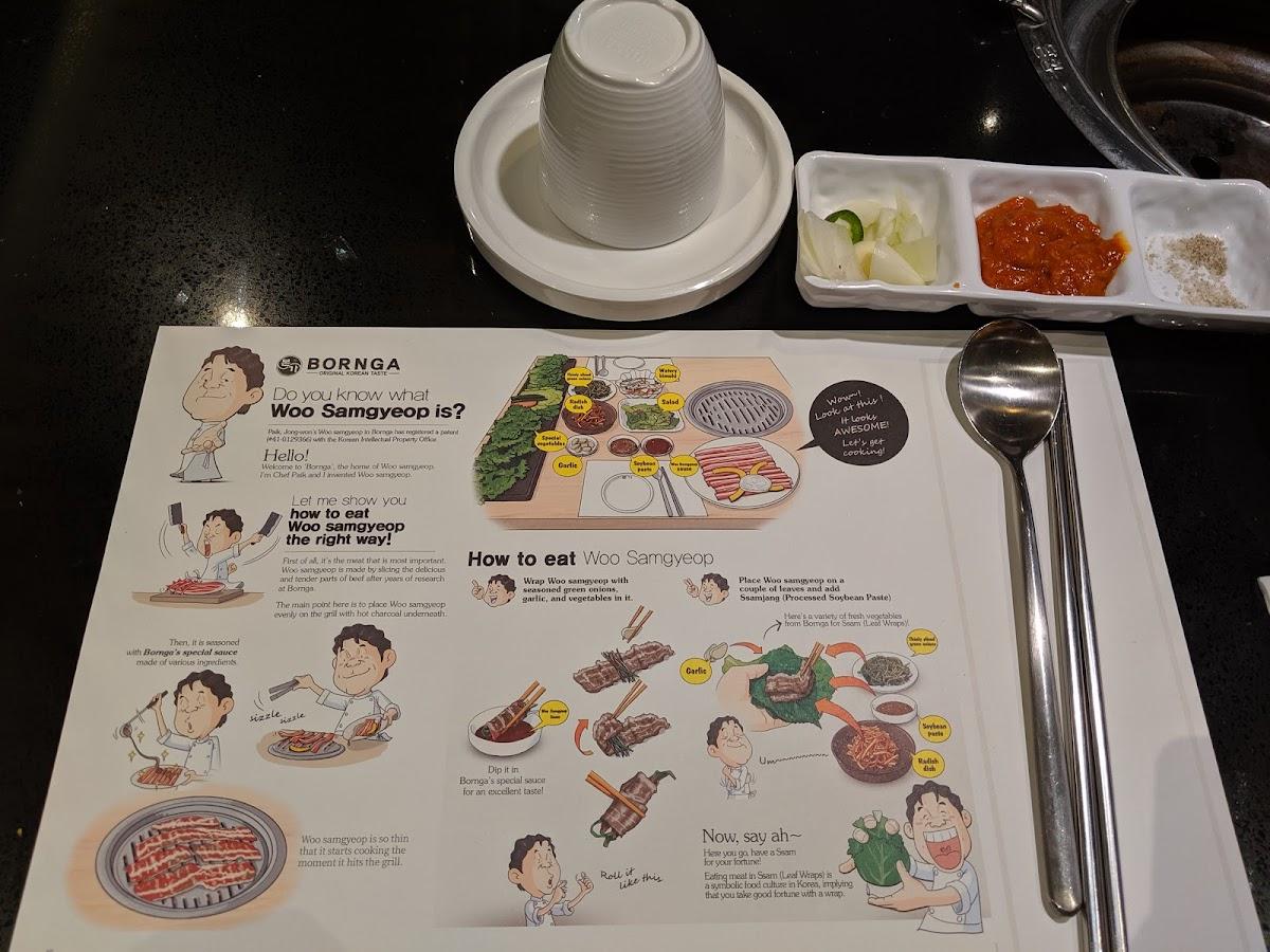 Menu at Bornga Korean BBQ Restaurant, Haymarket