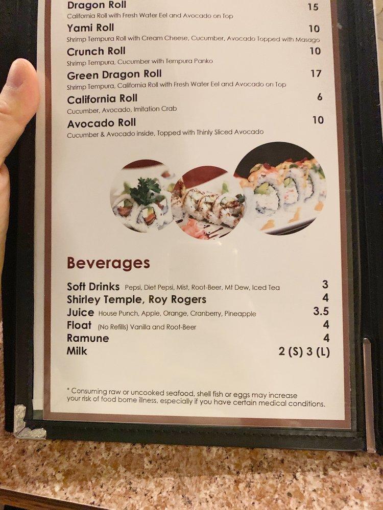 Menu at Fuji Teppanyaki & Sushi restaurant, Lynnwood