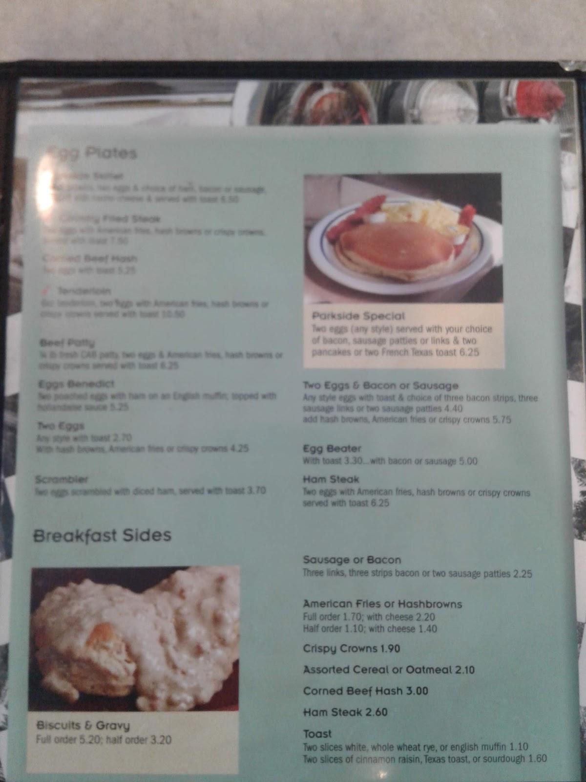 Menu at Jackie's Parkside restaurant, Winneconne