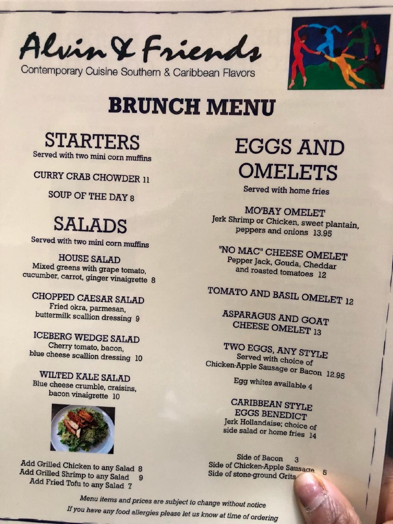 Menu at Alvin & Friends restaurant, New Rochelle