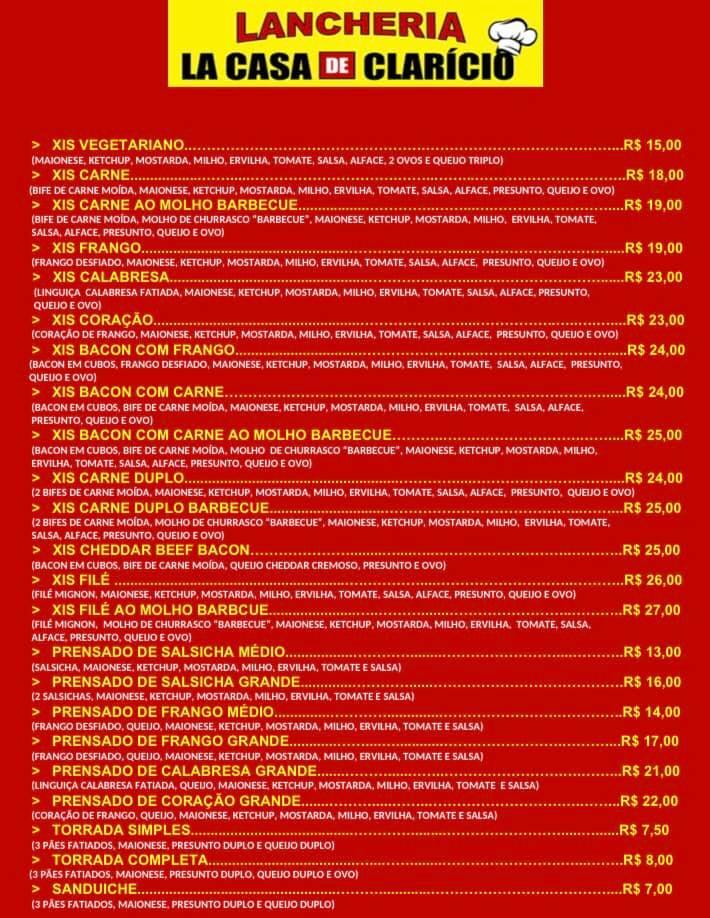 Menu em La Casa De Claricio pub & Bar, Venâncio Aires