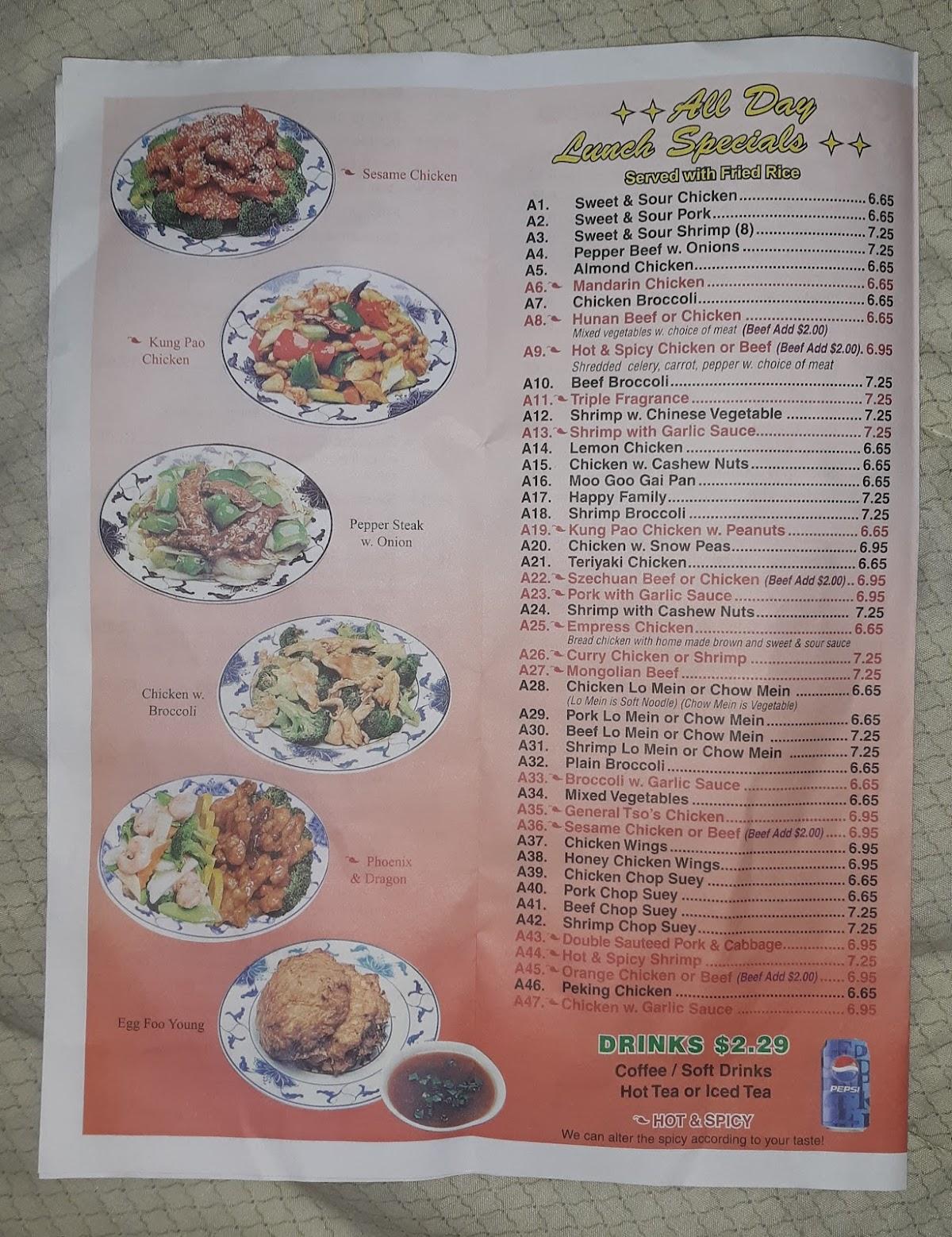 Menu at Lin Cuisine restaurant, Sand Springs