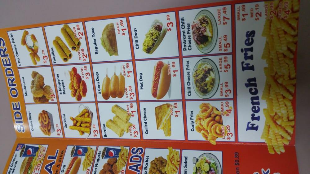 Menu at Pop's Drive-in restaurant, Bakersfield, Taft Hwy