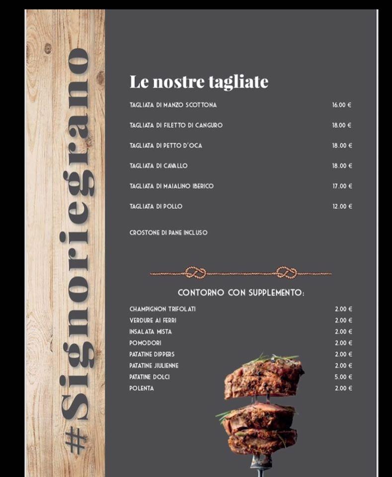 Menu at Signori e grano restaurant, Grumello del Monte