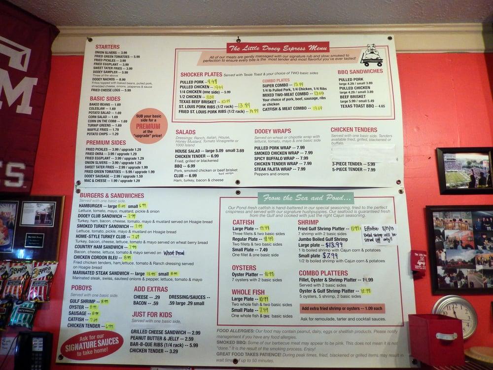 Menu at The Little Dooey BBQ, Starkville