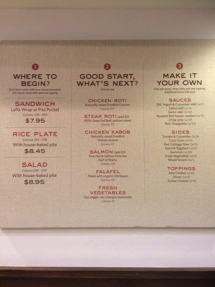 Menu at Roti Mediterranean Bowls. Salads. Pitas. restaurant, New York ...